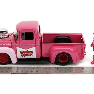 Franken Berry 1:24 1956 Ford F-100 Die-Cast Car & 2.75" Franken Berry Figure, Toys for Kids and Adults,Pink