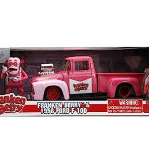 Franken Berry 1:24 1956 Ford F-100 Die-Cast Car & 2.75" Franken Berry Figure, Toys for Kids and Adults,Pink