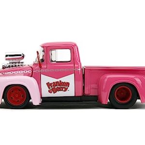 Franken Berry 1:24 1956 Ford F-100 Die-Cast Car & 2.75" Franken Berry Figure, Toys for Kids and Adults,Pink