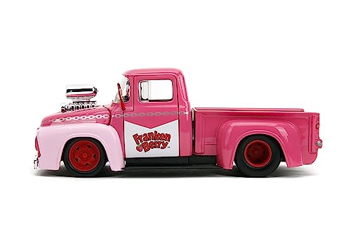 Franken Berry 1:24 1956 Ford F-100 Die-Cast Car & 2.75" Franken Berry Figure, Toys for Kids and Adults,Pink