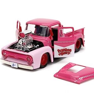 Franken Berry 1:24 1956 Ford F-100 Die-Cast Car & 2.75" Franken Berry Figure, Toys for Kids and Adults,Pink