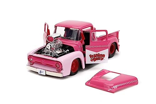 Franken Berry 1:24 1956 Ford F-100 Die-Cast Car & 2.75" Franken Berry Figure, Toys for Kids and Adults,Pink