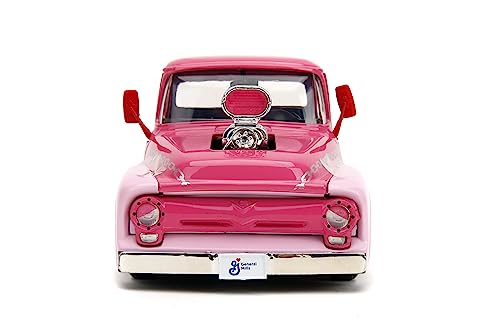 Franken Berry 1:24 1956 Ford F-100 Die-Cast Car & 2.75" Franken Berry Figure, Toys for Kids and Adults,Pink