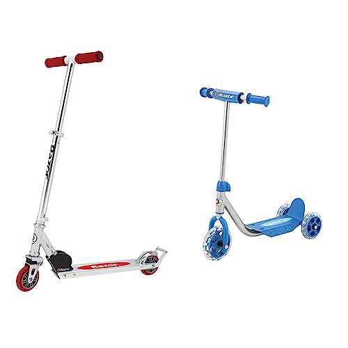 Razor A2 Kick Scooter for Kids – Wheelie Bar, Foldable, Lightweight, Front Vibration Reducing System, Adjustable Height Handlebars & Jr. Lil' Kick Scooter