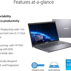 ASUS VivoBook Thin and Light Laptop 2022 | 14" FHD IPS Intel Core i3-1115G4 | 8GB DDR4 256GB NVMe SSD | Slate Grey HDMI USB-C Backlit Keyboard with FP Reader | Windows 11 Pro w/TLG 32GB USB