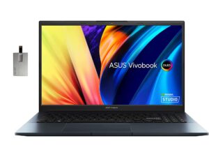 asus 2022 vivobook pro 15 15.6" 2.5k 120hz business laptop, amd ryzen 7 6800h, nvidia geforce rtx 3050, backlit keyboard, win 11, blue, 32gb snowbell usb card, (16gb lpddr5 | 1tb pcie ssd)