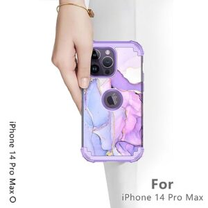 Hekodonk Magnetic for iPhone 14 Pro Max Case,[2Pcs Tempered Glass Screen Protector+2Pcs Camera Lens Protector],Heavy Duty Shockproof Plastic+Silicone 3 in 1 Case for iPhone 14 Pro Max Purple