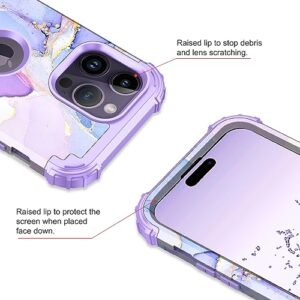 Hekodonk Magnetic for iPhone 14 Pro Max Case,[2Pcs Tempered Glass Screen Protector+2Pcs Camera Lens Protector],Heavy Duty Shockproof Plastic+Silicone 3 in 1 Case for iPhone 14 Pro Max Purple