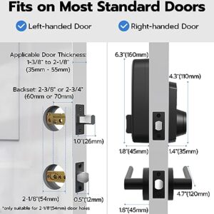 eLinkSmart Keyless Entry Door Lock Deadbolt with Handle Set, Fingerprint Door Lock with Door Knob Lever, Biometric Electronic Automatic Smart Digital Keypad Code Combination Door Lock for Front Door