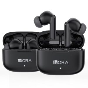 1 hora earbuds wireless bluetooth 5.3 with charging case, waterproof earphones, built in mic headset,deep bass headphones compatible with smart phone, laptop, tablet