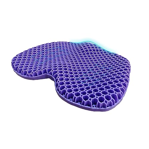 Found Notice 3D Gel Seat Cushion，Cooling & Soft & Breathable，for Office Chairs, Car Seat Cushion for Long Sitting, Wheelchair Pads for Tailbone Pressure Relief Butt & Back Pain, Purple/Black