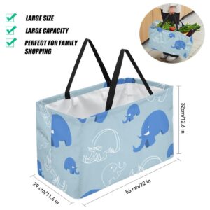 Cartoon Elephant Full Print Large Capacity Laundry Organizer Tote Bag - Reusable and Foldable Oxford Cloth Shopping Bags