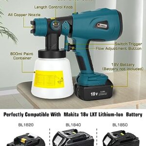 Cordless Paint Sprayer for Makita 18v LXT Battery,HVLP Paint Sprayer Gun for Cabinets Cars Walls Furniture House Painting (Tool Only)