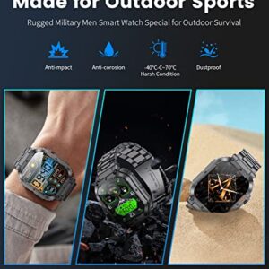 Military Smart Watches for Men, Smart Watch with Answer/Make Call Compatible with Android iOS Phone, Smartwatch with Heart Rate SpO2 Pressure Sleep Monitor, IP67 Waterproof Stainless Steel Smart Watch