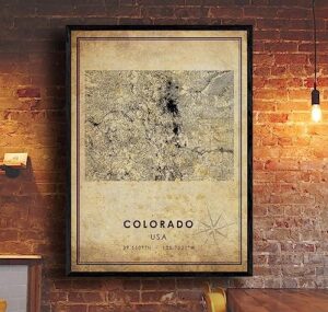 colorado map print colorado map usa map art colorado city road map poster vintage gift map