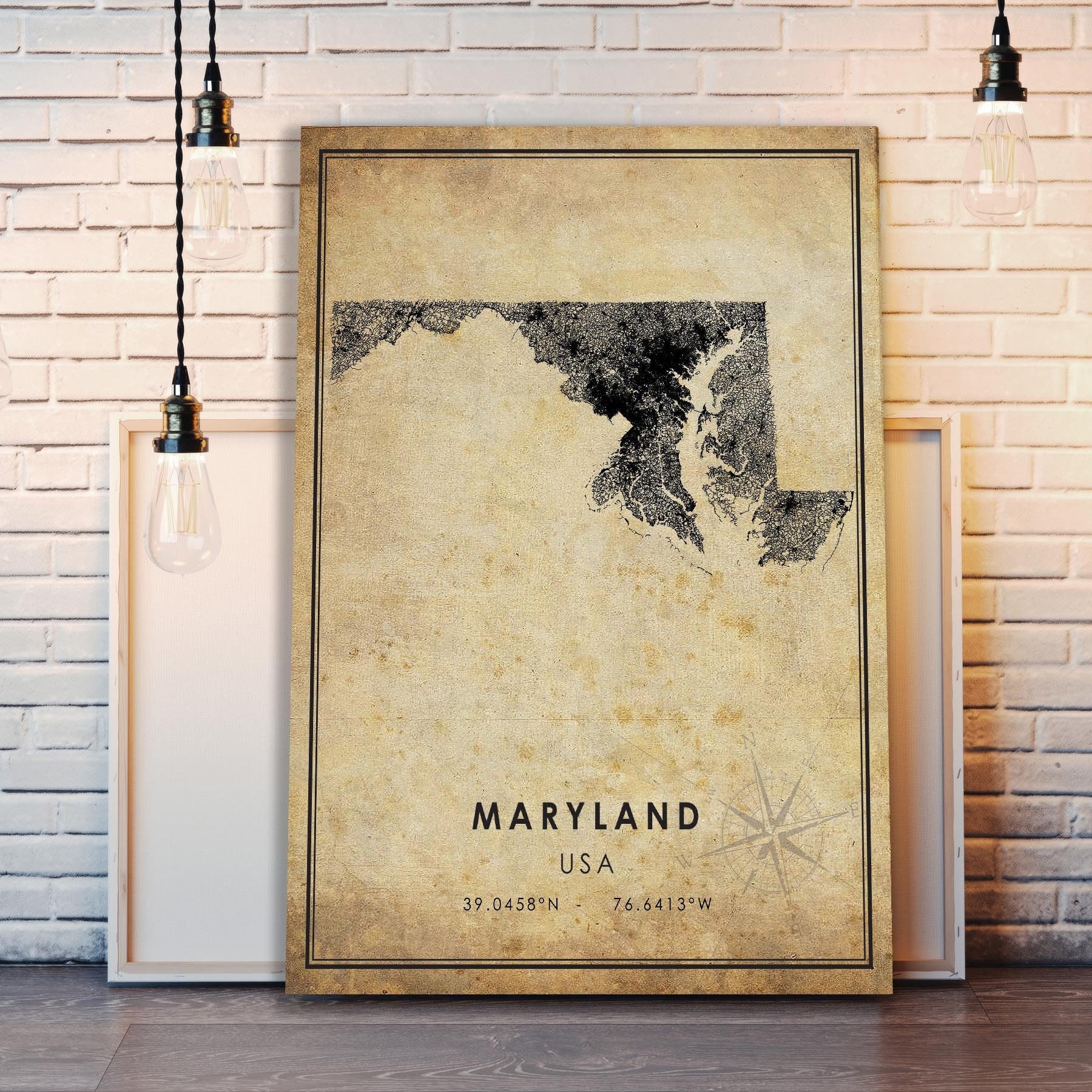 Maryland Vintage Map Print Maryland Map USA Map Art Maryland City Road Map Poster Vintage Gift Map