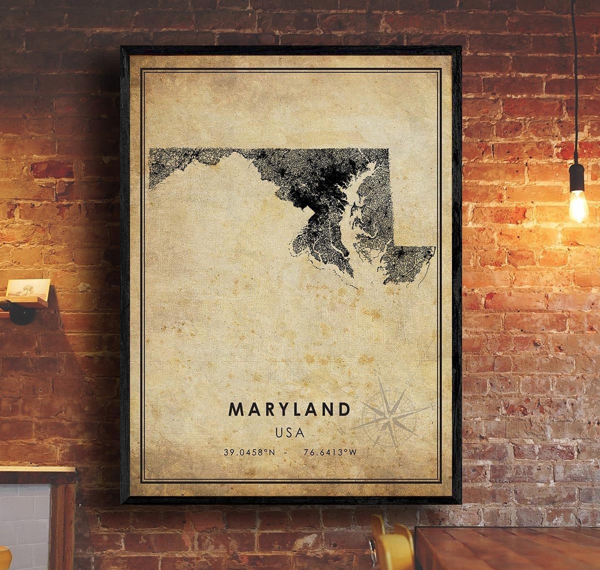 Maryland Vintage Map Print Maryland Map USA Map Art Maryland City Road Map Poster Vintage Gift Map