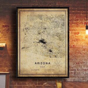 Arizona Map Print Arizona Map USA Map Art Arizona City Road Map Poster Vintage Gift Map