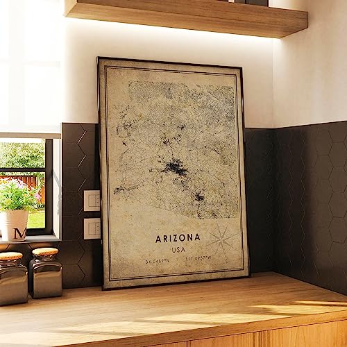 Arizona Map Print Arizona Map USA Map Art Arizona City Road Map Poster Vintage Gift Map