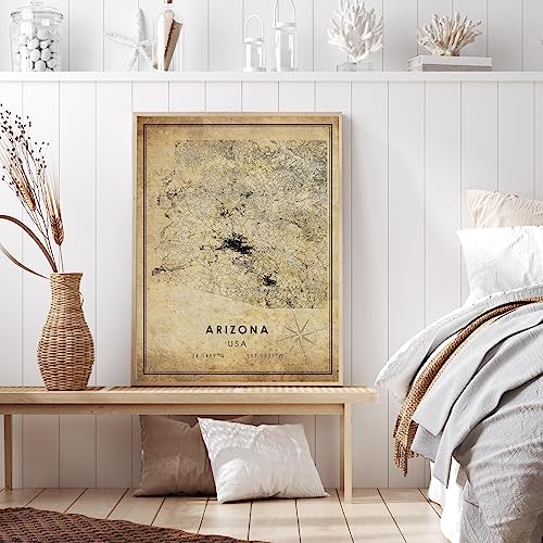 Arizona Map Print Arizona Map USA Map Art Arizona City Road Map Poster Vintage Gift Map