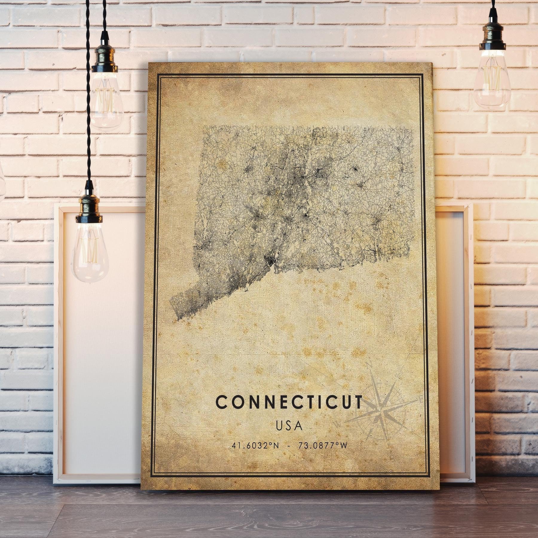 Connecticut Map Print Connecticut Map USA Map Art Connecticut City Road Map Poster Vintage Gift Map