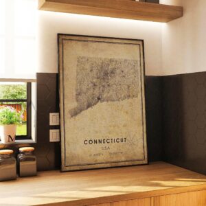 Connecticut Map Print Connecticut Map USA Map Art Connecticut City Road Map Poster Vintage Gift Map