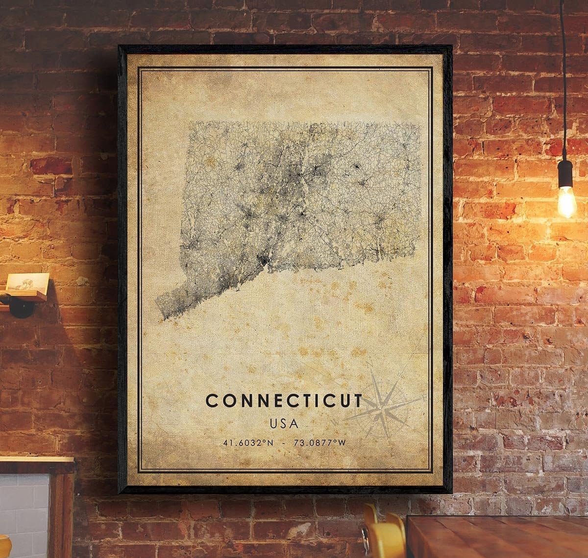 Connecticut Map Print Connecticut Map USA Map Art Connecticut City Road Map Poster Vintage Gift Map