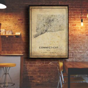 Connecticut Map Print Connecticut Map USA Map Art Connecticut City Road Map Poster Vintage Gift Map