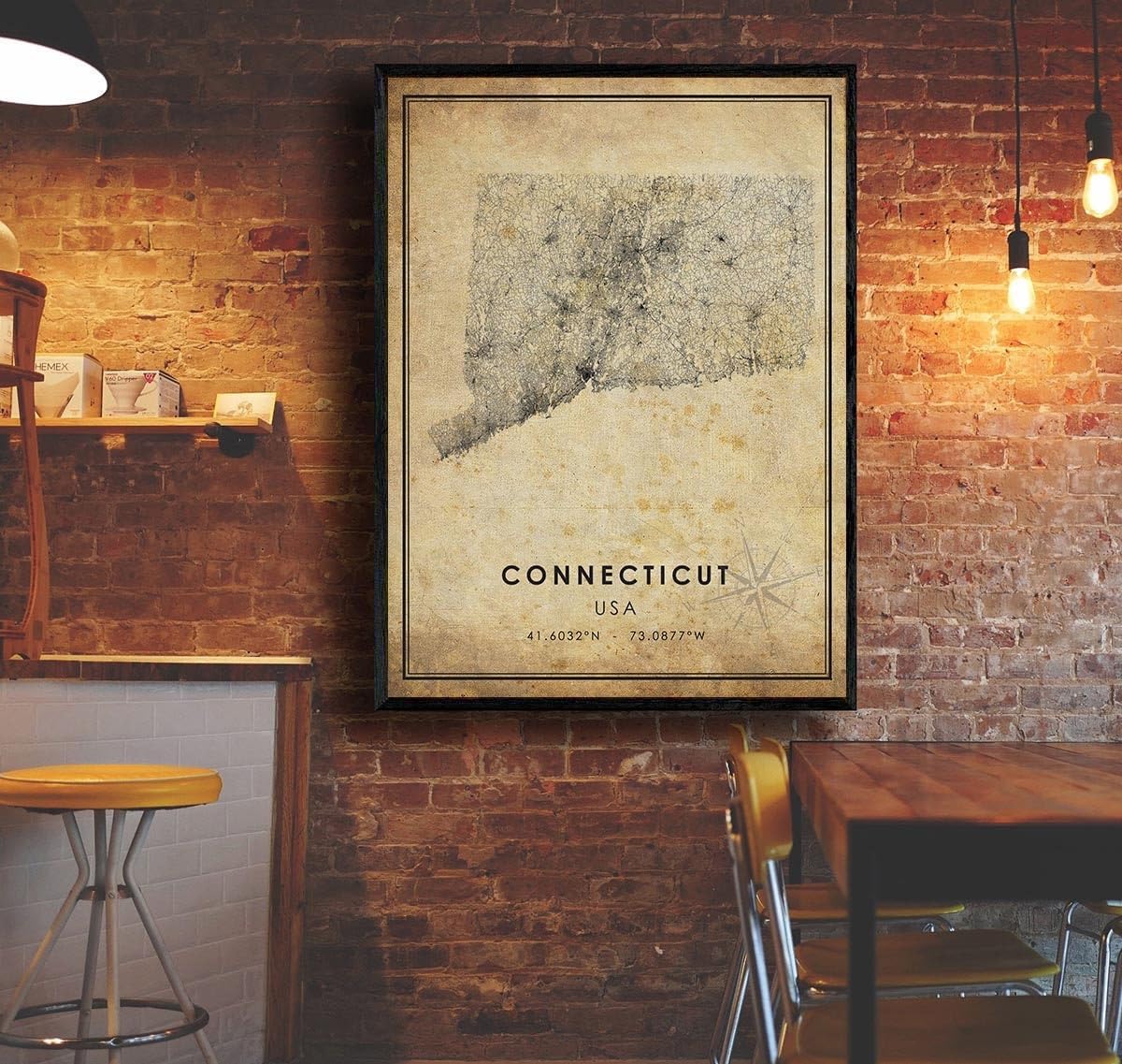 Connecticut Map Print Connecticut Map USA Map Art Connecticut City Road Map Poster Vintage Gift Map