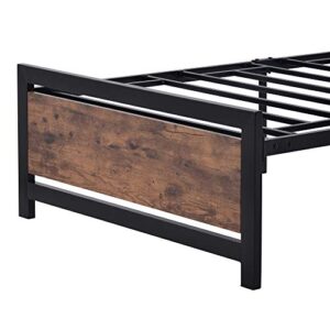 Lifeand Twin Size Platform Bed,Metal and Wood Bed Frame with Headboard and Footboard,No Box Spring Needed, Easy to Assemble(Black)