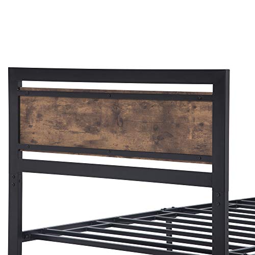 Lifeand Twin Size Platform Bed,Metal and Wood Bed Frame with Headboard and Footboard,No Box Spring Needed, Easy to Assemble(Black)