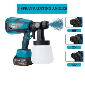 YOSOFT Cordless Paint Sprayer,Battery Operated Paint Sprayer with 2 * 21V 4.0Ah Batteries,HVLP Power Paint Sprayer Gun with 5 Copper Nozzles & 3 Patterns,1000ml Container,800W High Power Paint Sprayer