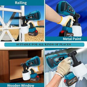 YOSOFT Cordless Paint Sprayer,Battery Operated Paint Sprayer with 2 * 21V 4.0Ah Batteries,HVLP Power Paint Sprayer Gun with 5 Copper Nozzles & 3 Patterns,1000ml Container,800W High Power Paint Sprayer