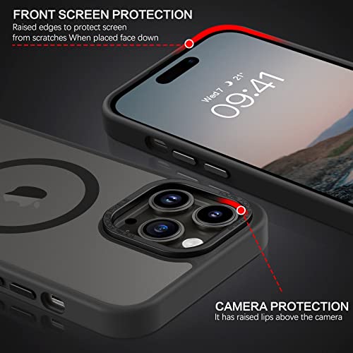 BENTOBEN Magnetic for iPhone 14 Pro Case [Compatible with Magsafe] Translucent Matte 14 Pro Phone Case Slim Thin Shockproof Women Men Girls Boys Protective Cover Cases for iPhone14 Pro 6.1", Black