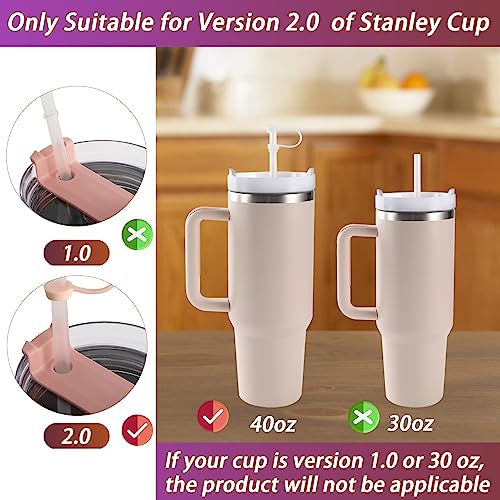 10 Pcs Silicone Spill Stopper Set for Stanley 2.0 40oz Tumbler, Including Tumbler Lid, Boot Sleeve, Straw Cover Cap, Square Spill Stopper, Round Leak Stopper, Accessories for Stanley Cup