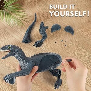 Teensmagic Remote Control Dinosaur Toy for Kids 6-12 - Jurassic Velociraptor RC Robot with Light & Roaring Sound, Educational Birthday Gift for Boys & Girls