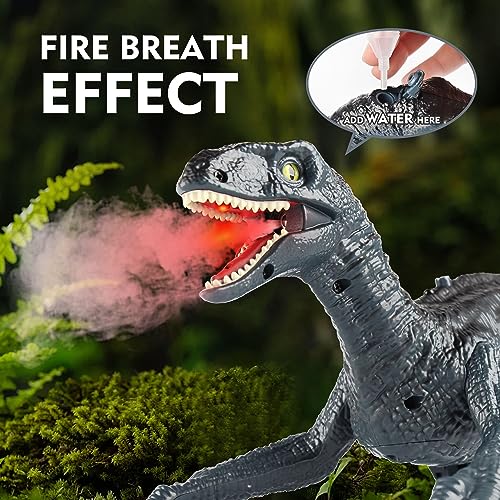 Teensmagic Remote Control Dinosaur Toy for Kids 6-12 - Jurassic Velociraptor RC Robot with Light & Roaring Sound, Educational Birthday Gift for Boys & Girls