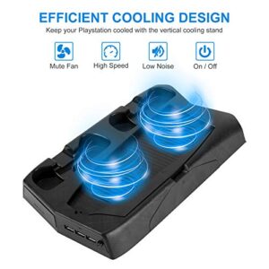 Cooling Station for Playstation 5 Console, Charing Station for PS5 Digital Edition/PS5 Ultra HD, Cooling Fan Stand with Dual Controller Charging Docks