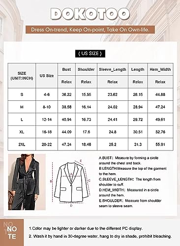 Dokotoo Womens Satin Blazers for Work Profession Wrap Tie Waist Blazer Office Blazers Womens Blazers for Work Casual Apricot S