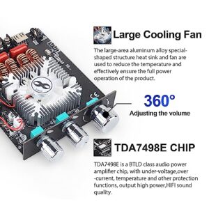 160W+160W Amplifier Board with Treble and Bass Control, DC 12-36V, BT and AUX Inputs, 2.0 Channel Stereo AMP Board for DIY Wireless Speakers, Password Free (T160HS)