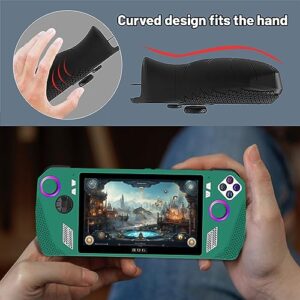 PAKESI Silicone Case for ASUS ROG Ally 2023 Release,Handheld Game Console Cover Protector Case with 2 Thumb Grip Caps and 2 Pack Screen Protectors - Enhance Your Gaming Experience(Green)