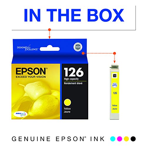 Epson T126120-D2 DURABrite Ultra Black Dual Pack High Capacity Cartridge Ink & T126 DURABrite Ultra Ink Standard Capacity Yellow Cartridge (T126420-S) for Select Stylus and Workforce Printers