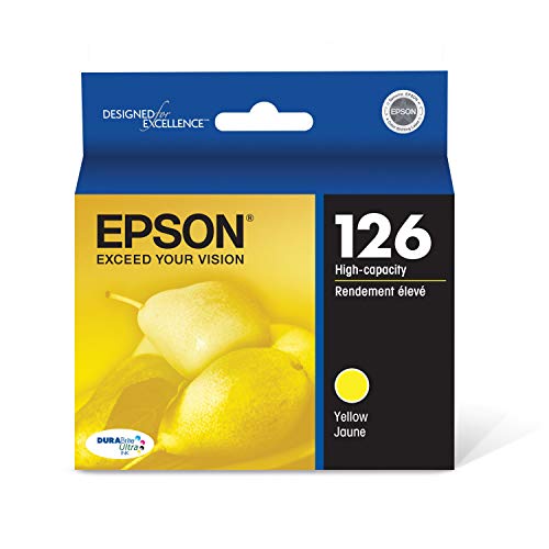 Epson T126120-D2 DURABrite Ultra Black Dual Pack High Capacity Cartridge Ink & T126 DURABrite Ultra Ink Standard Capacity Yellow Cartridge (T126420-S) for Select Stylus and Workforce Printers