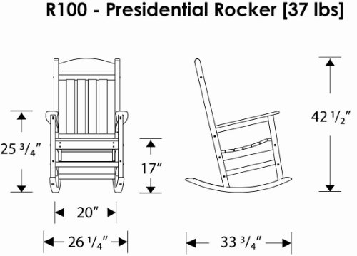 POLYWOOD GNS60GY Vineyard 60" Swing, Slate Grey & R100GY Presidential Outdoor Rocking Chair, Slate Grey