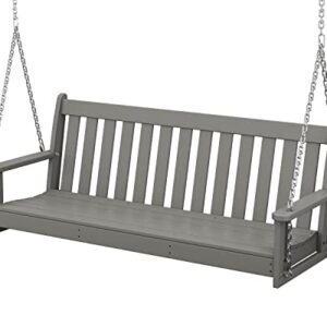 POLYWOOD GNS60GY Vineyard 60" Swing, Slate Grey & R100GY Presidential Outdoor Rocking Chair, Slate Grey