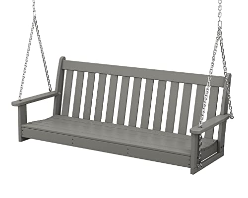 POLYWOOD GNS60GY Vineyard 60" Swing, Slate Grey & R100GY Presidential Outdoor Rocking Chair, Slate Grey