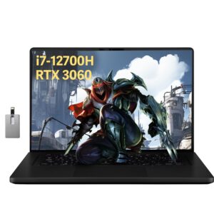 asus rog zephyrus gaming laptop, 16/'' fhd+ 165hz display, intel core i7-12700h, 16gb ddr5 ram, 512gb pcie ssd, rgb backlit keyboard, nvidia geforce rtx 3060, win 11 pro, wifi 6, black, 32gb usb card