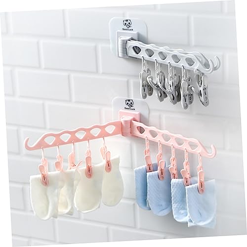 1pc Drying Clip Wall Mounted Clothes Rack Collapsible Hangers Foldable Laundry Rack Laundry Dispenser Clothes Drying Rack Laundry Drying Rack Viscose Pink Folding Hanger