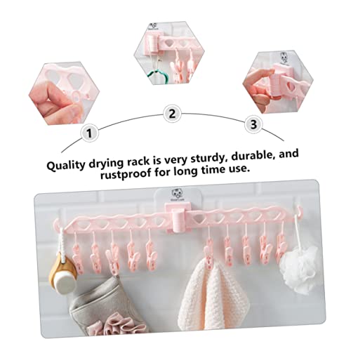 1pc Drying Clip Wall Mounted Clothes Rack Collapsible Hangers Foldable Laundry Rack Laundry Dispenser Clothes Drying Rack Laundry Drying Rack Viscose Pink Folding Hanger