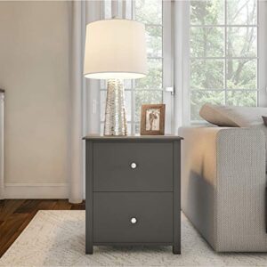 lavish home end 2 drawers-sofa side table, gray & silver